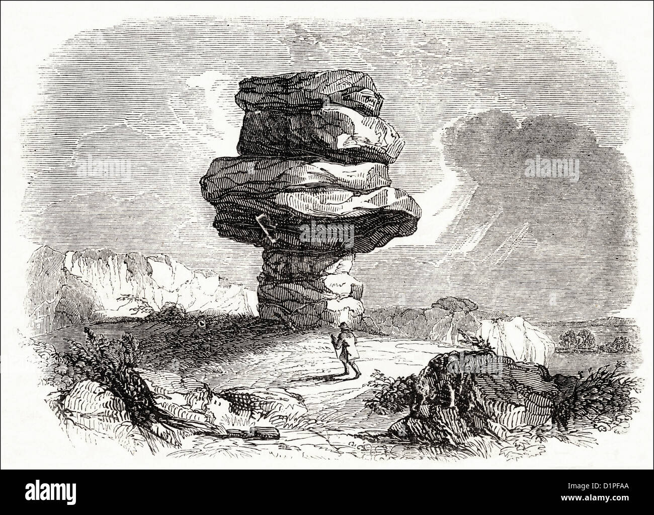 The Cheesewring on Bodmin Moor Cornwall England UK. Victorian woodcut ...