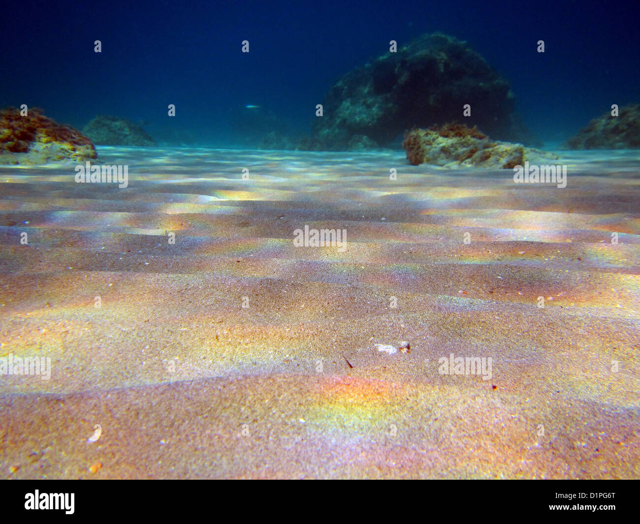 Underwater background with sun reflections Stock Photo - Alamy