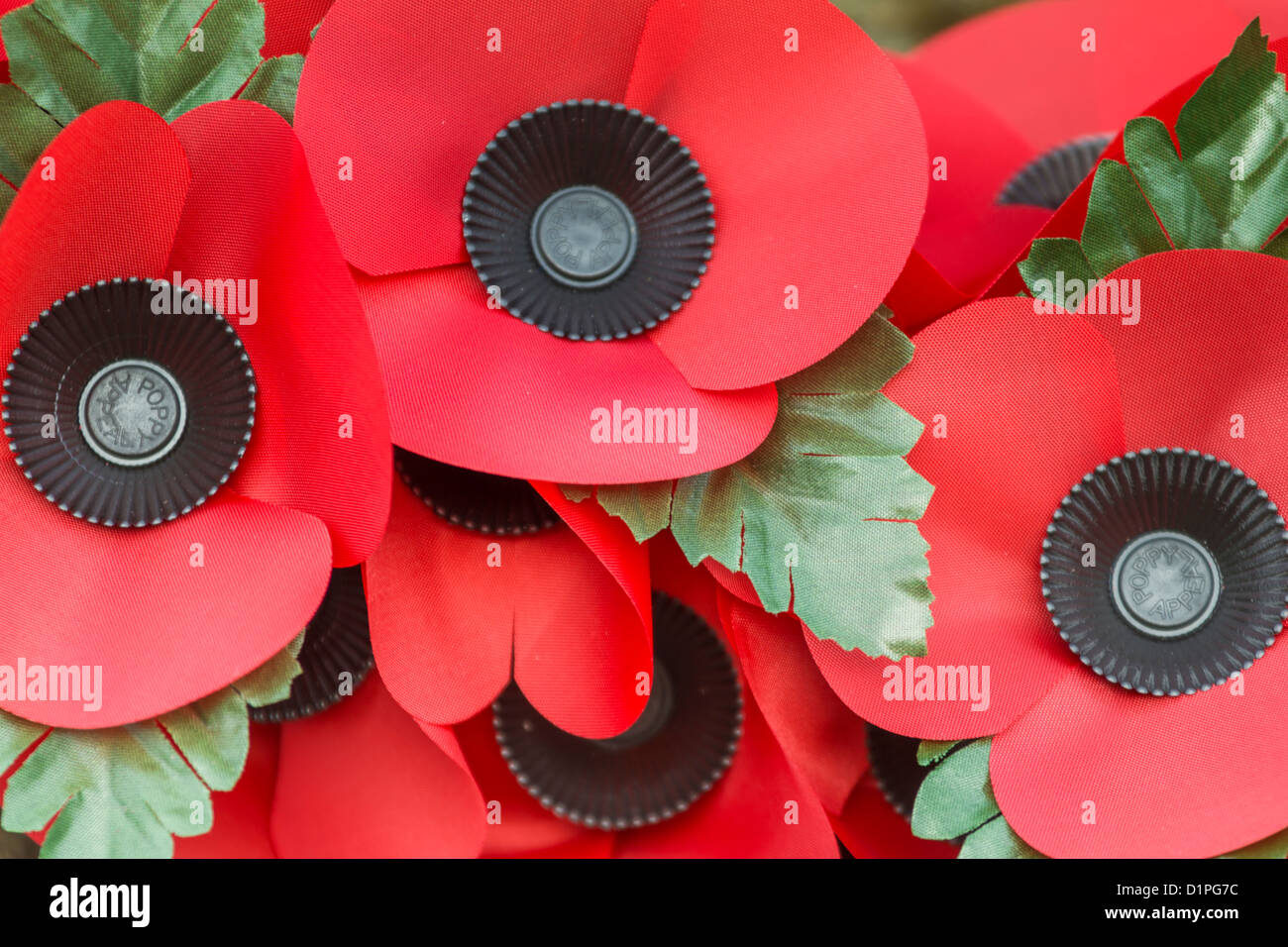 Poppies on a war memorial in the Northumbrian village of Wark ...