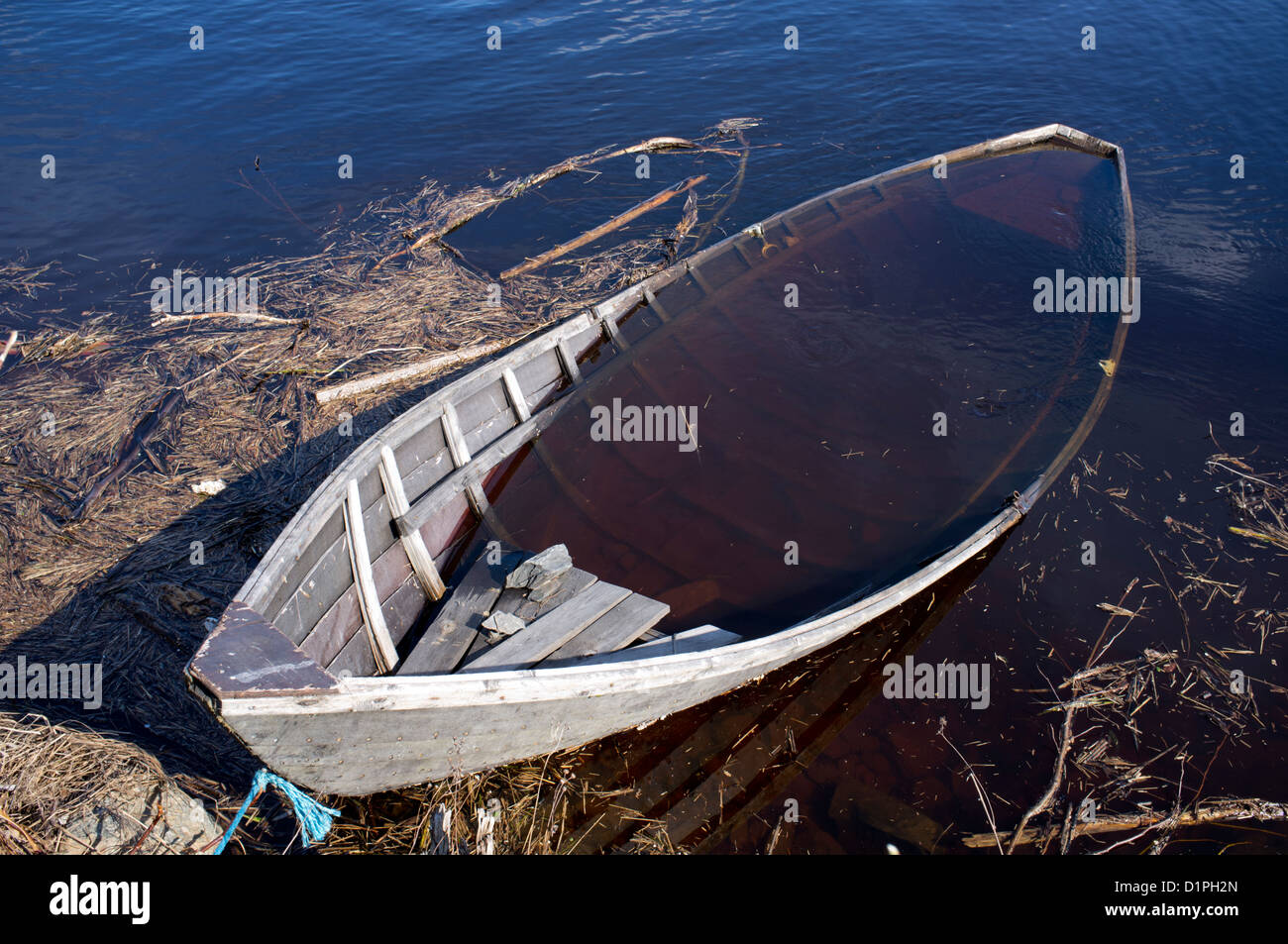 Sunken wooden rowboat / skiff , Finland Stock Photo - Alamy