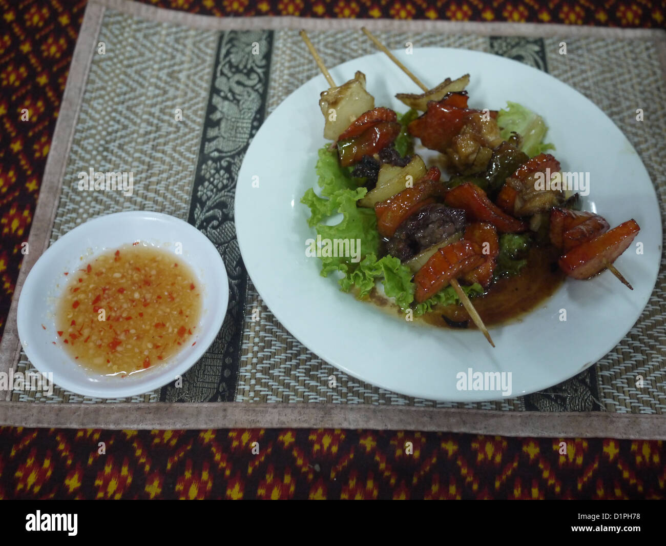 beef skewers Siem Reap Cambodian food Stock Photo - Alamy