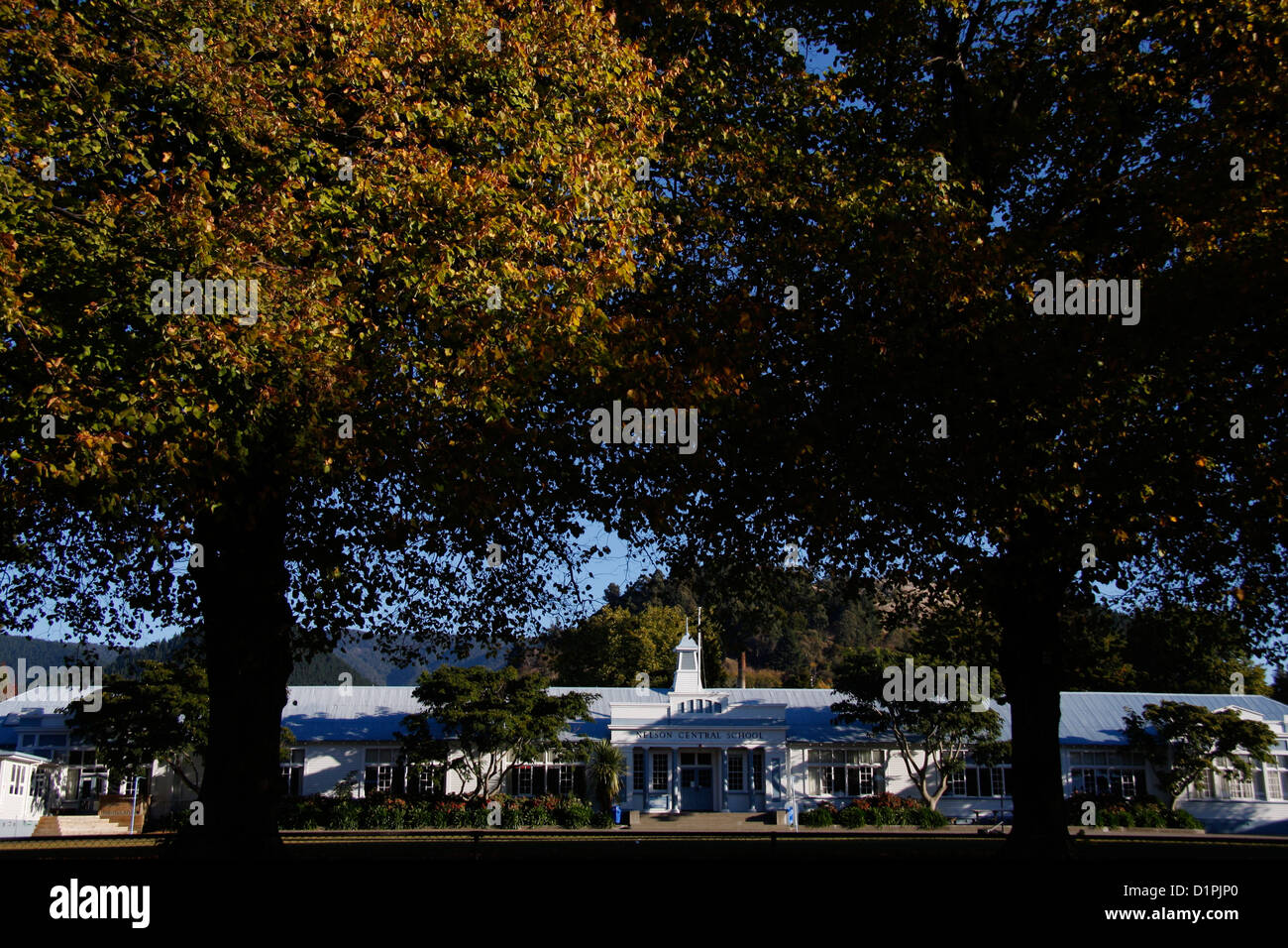 The front of Nelson Central School Stock Photo - Alamy