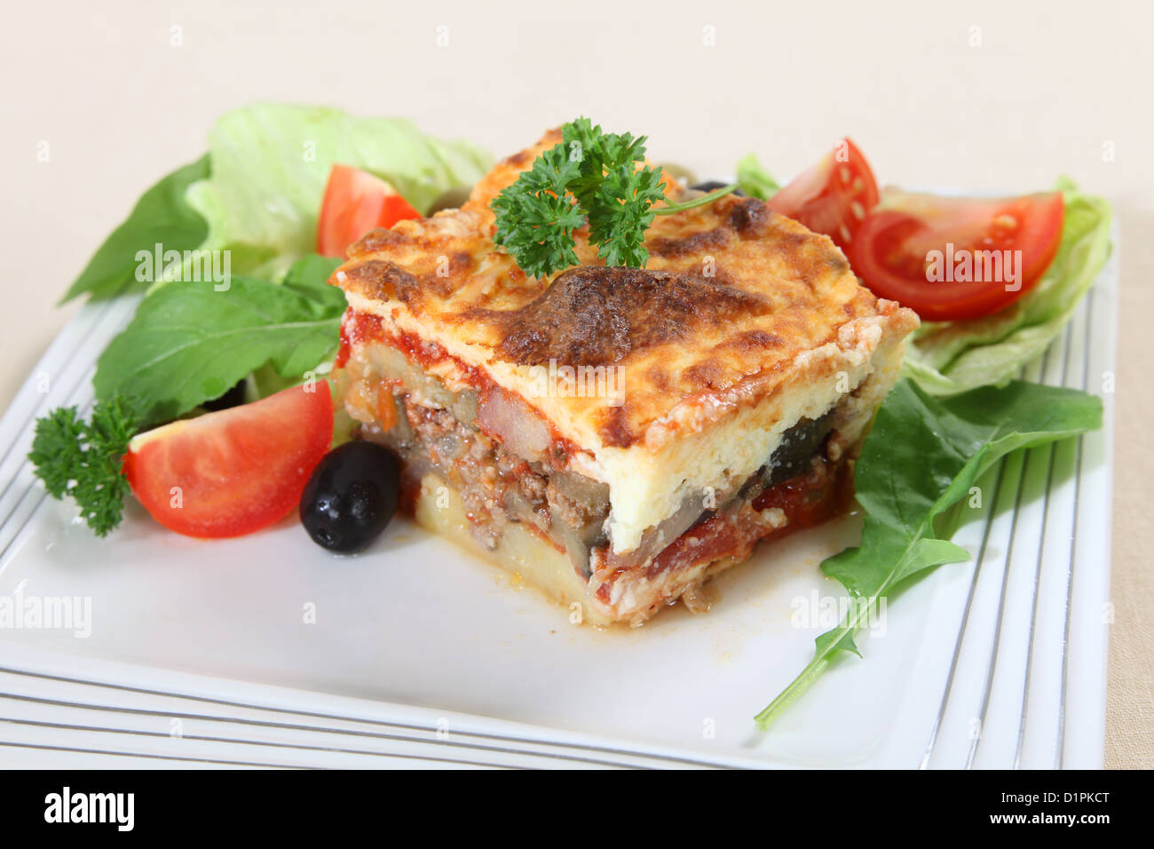 A traditional Greek moussaka Stock Photo - Alamy