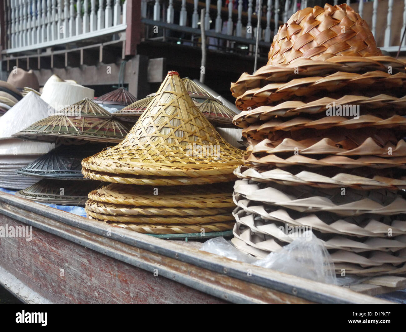 Conical Asian hat stack Stock Photo - Alamy