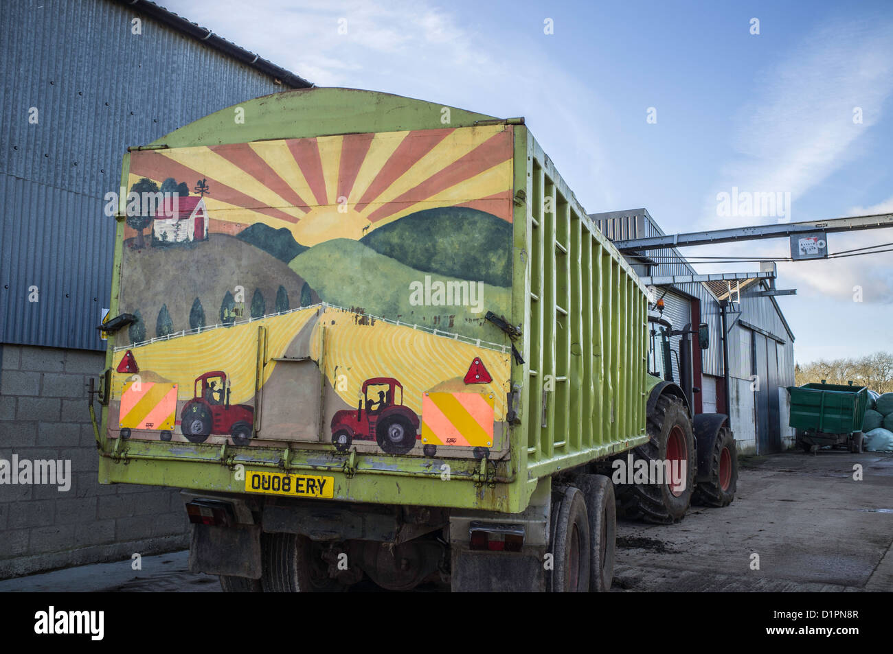 Painted farm trailer, England, UK Stock Photo - Alamy
