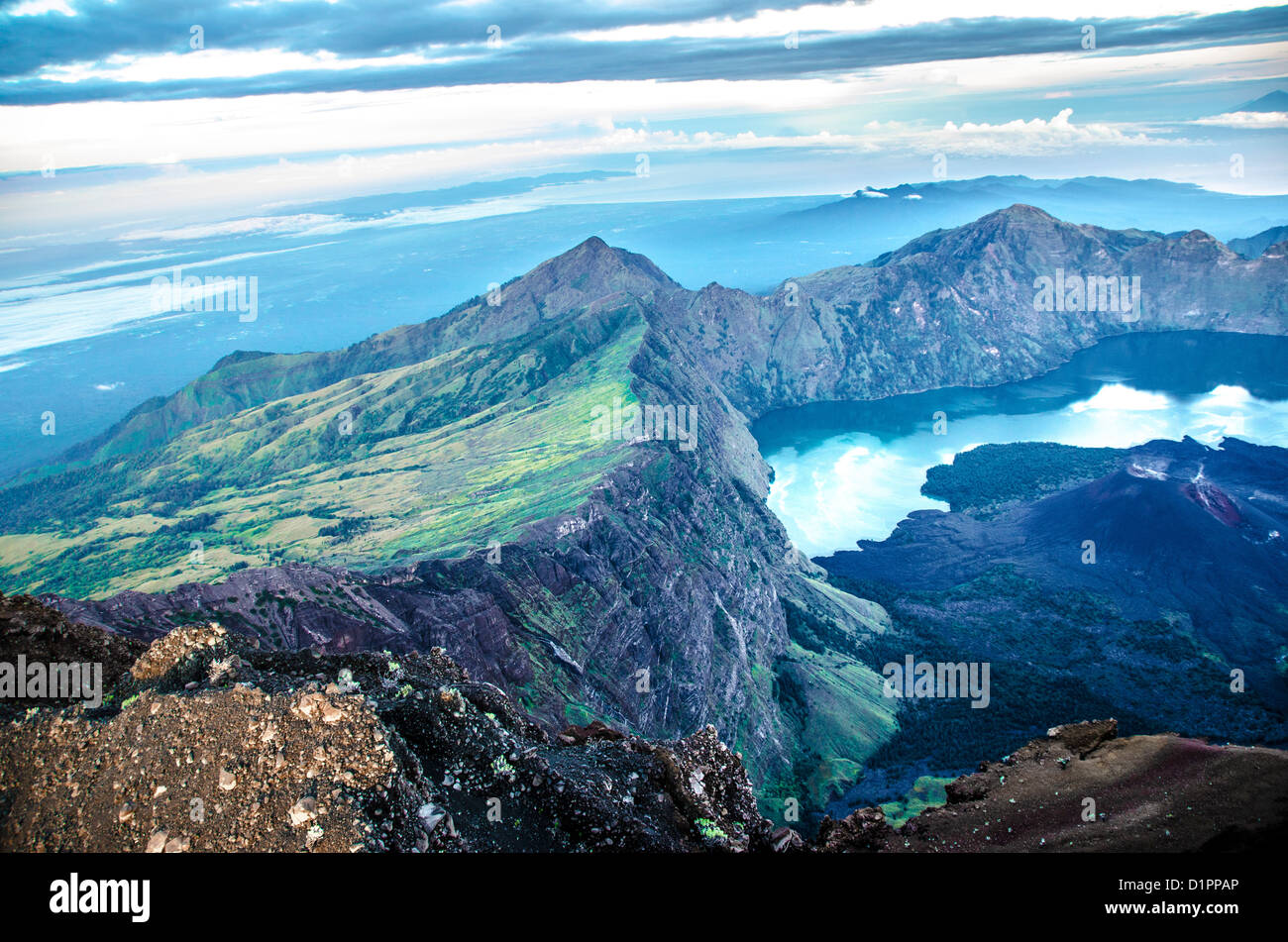 view from the top of mt. Rinjani, Indonesia Stock Photo - Alamy