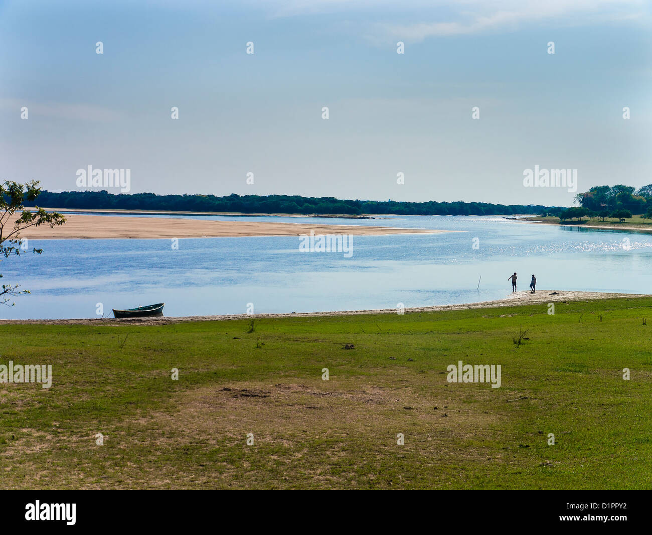 Two boys fishing in river hi-res stock photography and images - Alamy