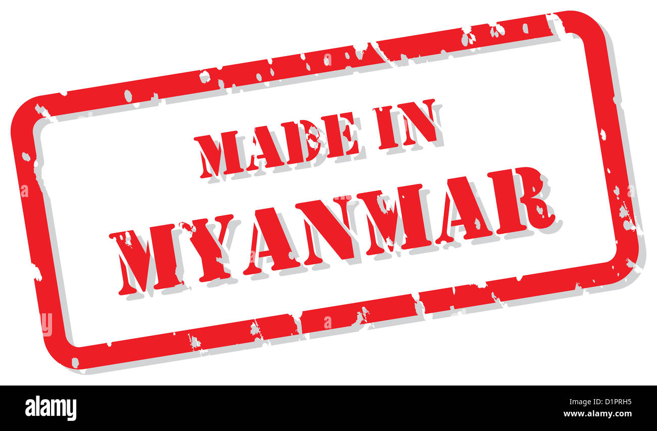 Red rubber stamp vector of Made In Myanmar Stock Photo - Alamy