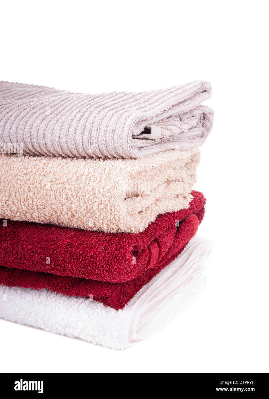 Stack of fresh towels isolated on white Stock Photo - Alamy