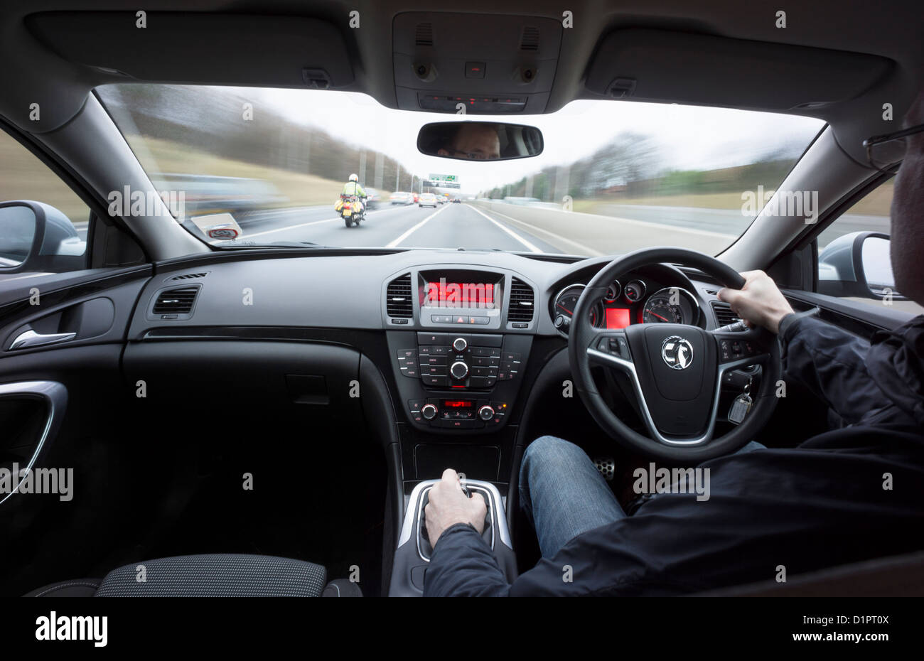 Driving fast down a motorway from inside the car Stock Photo - Alamy
