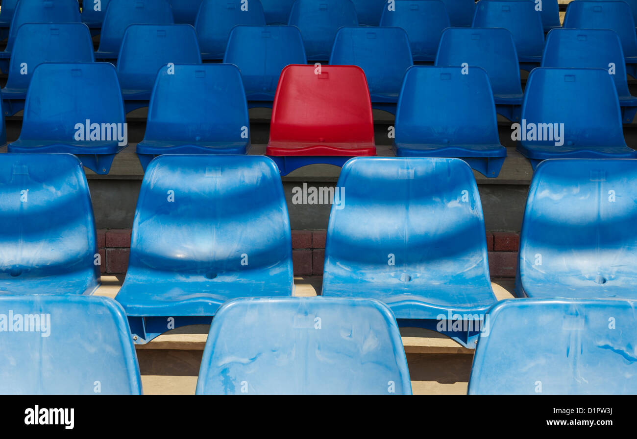 Blue and Red Plastic Spectator Seats in a Stadium Stock Photo - Alamy