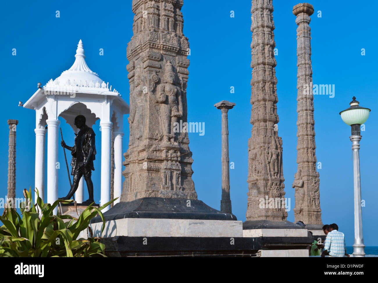 Gandhi Memorial statue Goubert Avenue Beach Road Pondicherry Tamil Nadu ...