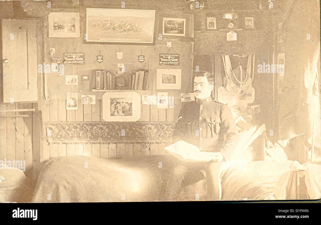 World War One photograph of individual bedroom in barracks Stock Photo ...