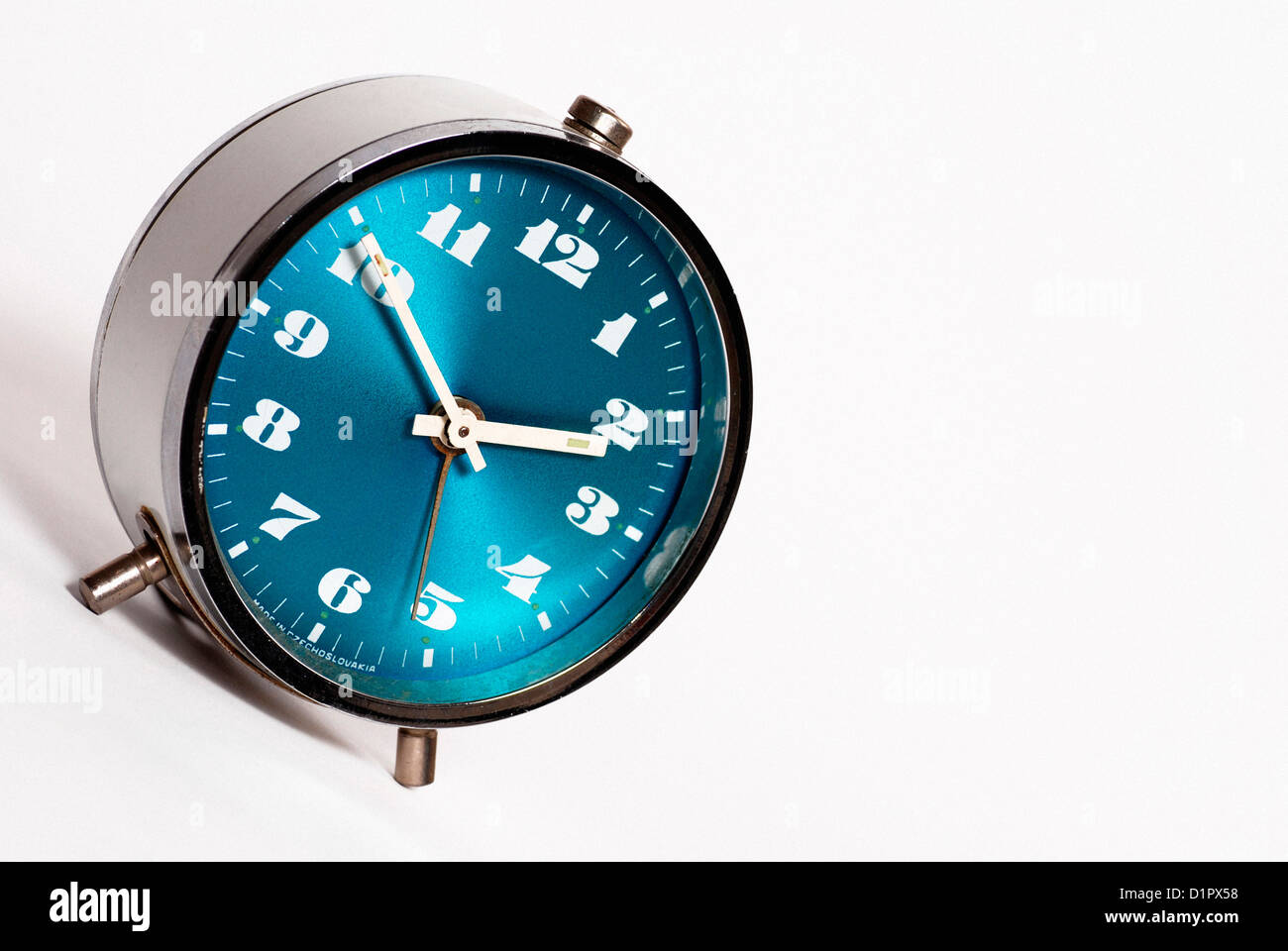 vintage blue alarm clock Stock Photo - Alamy