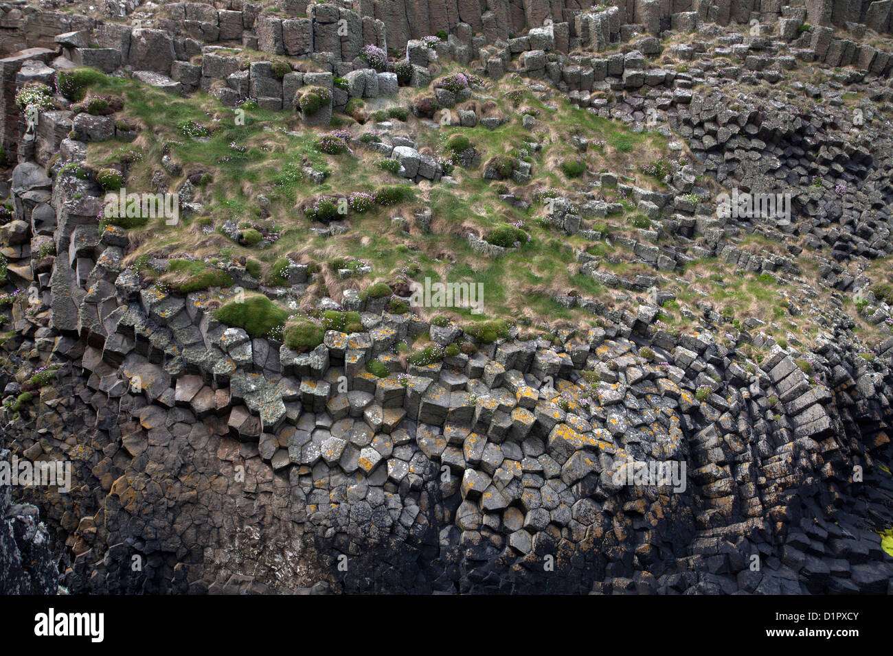 Basalt columns on the Isle of Staffa in the Inner Hebrides, Scotland ...
