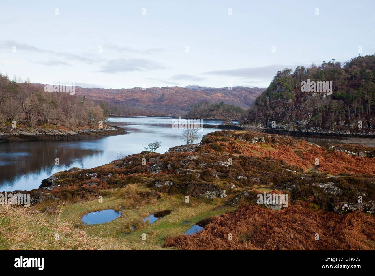 Loch Moidart in the Scottish Highlands viewed from Casteal Tioram ...