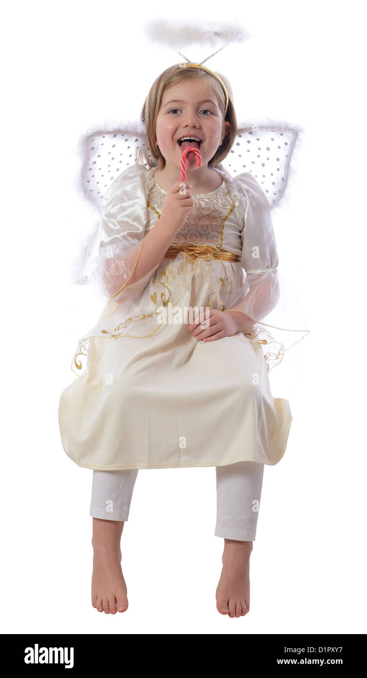 little angel girls sitting isolated on white Stock Photo - Alamy