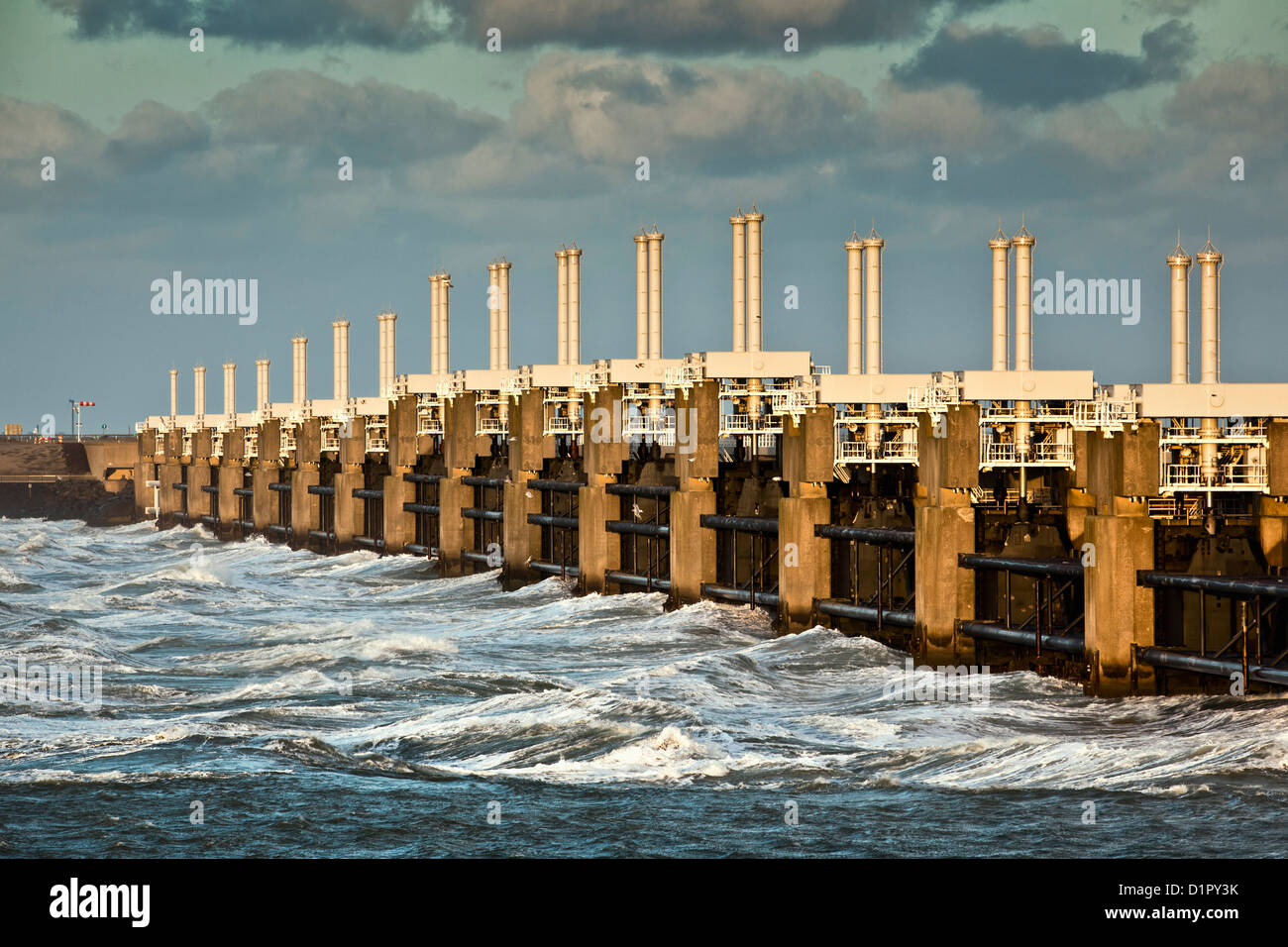 The Netherlands, Kamperland, Oosterschelde Flood Barrier. Part of the ...