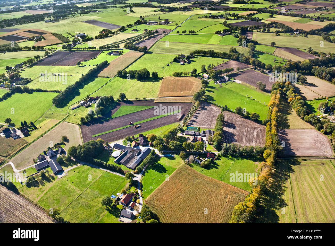 The Netherlands, Lochem, Farms and fields. Agriculture. Aerial Stock ...