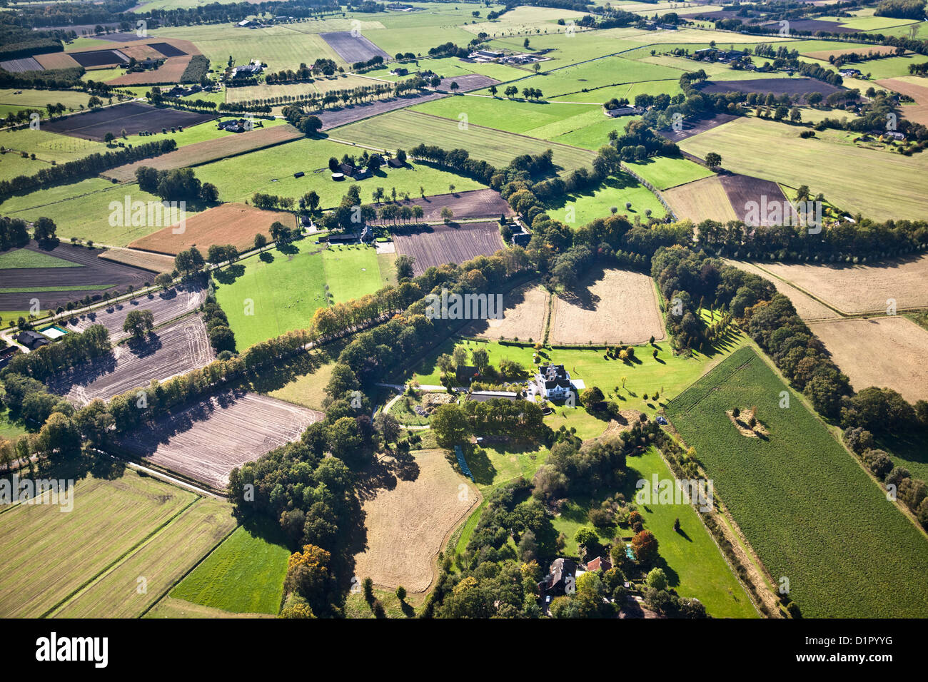 The Netherlands, Lochem, Farms and fields. Agriculture. Aerial Stock ...