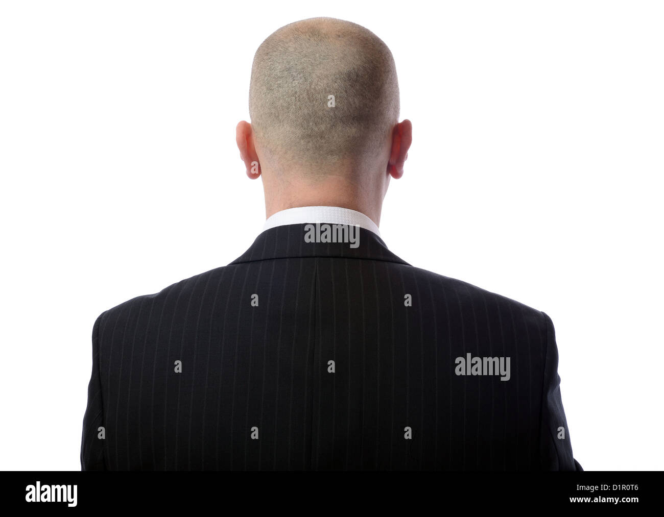 Rear view of bald man wearing suit over white background Stock Photo ...