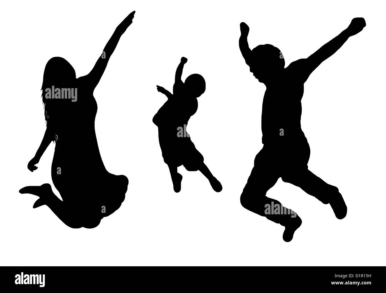 Happy child kid girl jumping Black and White Stock Photos & Images - Alamy