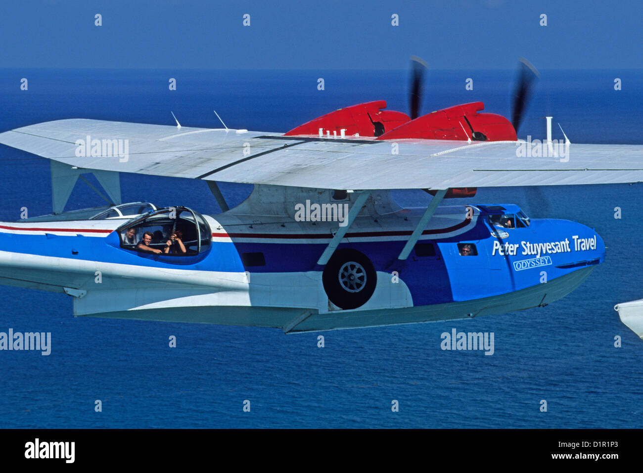 Bahamas, Bimini, Catalina PBY-5A hydroplane. Passengers in open bubble ...