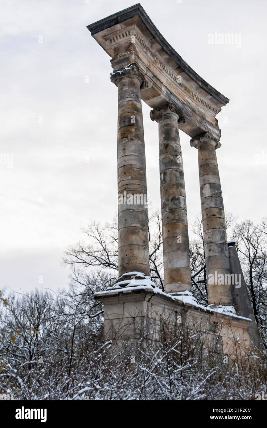 Columns of a fake ruin decorate the site of a water reservoir built by ...