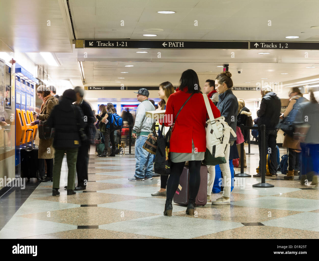 Travelers Purchasing New Jersey Transit Train Tickets at Self Serve ...