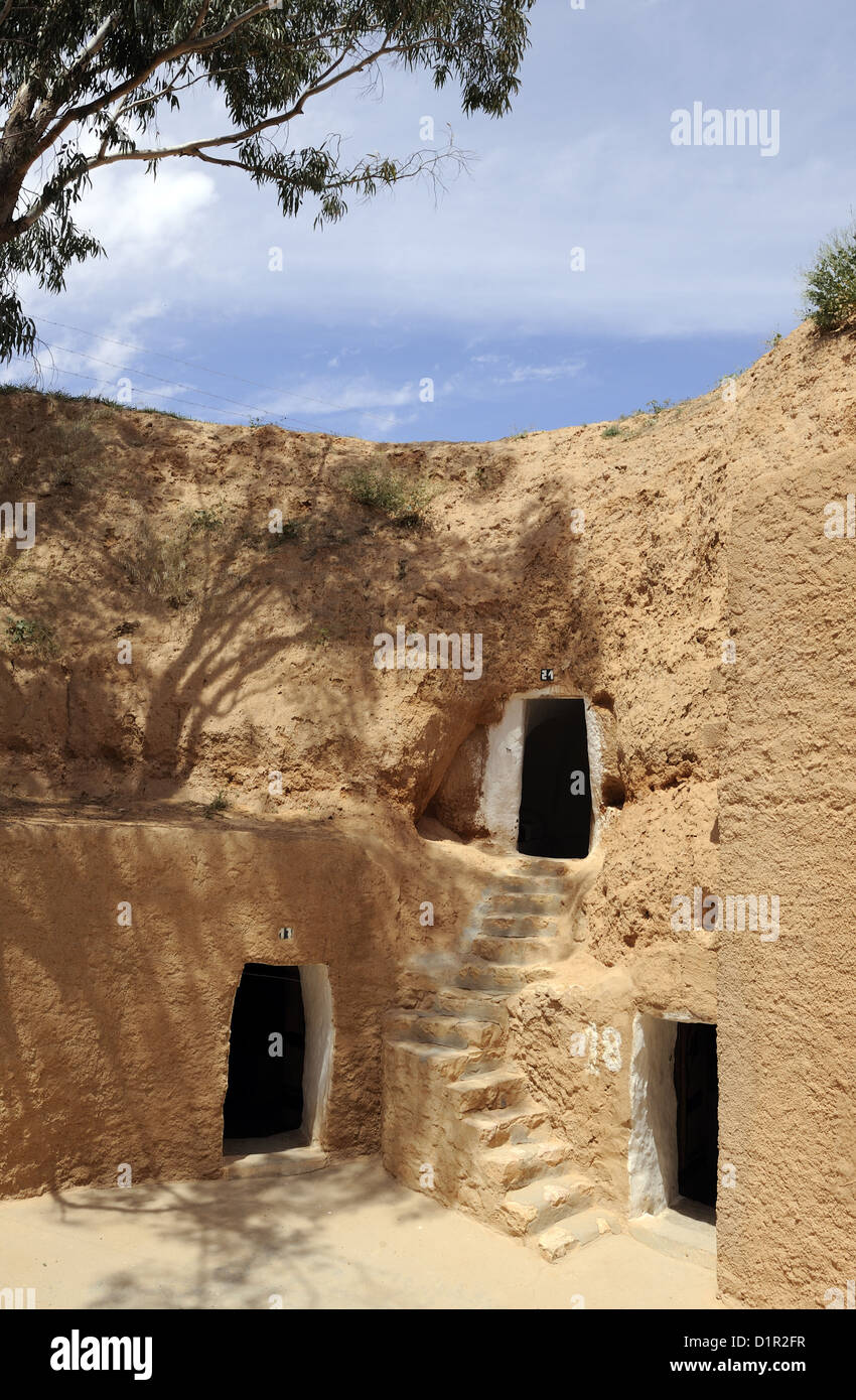 South of Tunisia, Matmata, the ancient troglodyte cave berber house ...