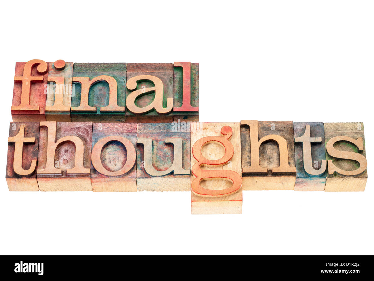 final thoughts - isolated words in vintage letterpress wood type ...
