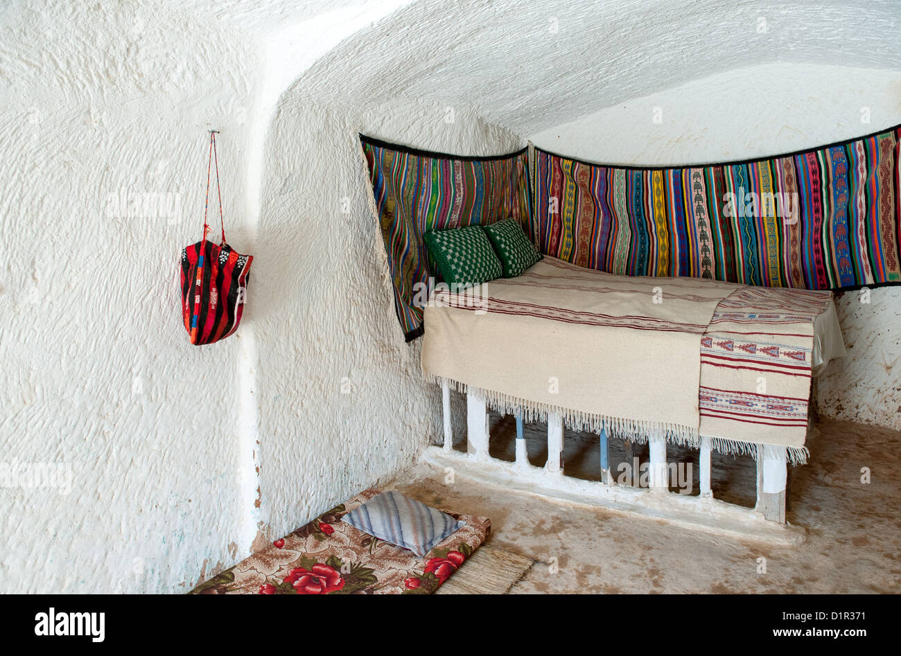 South of Tunisia, Matmata,interior of an ancient troglodyte cave berber ...