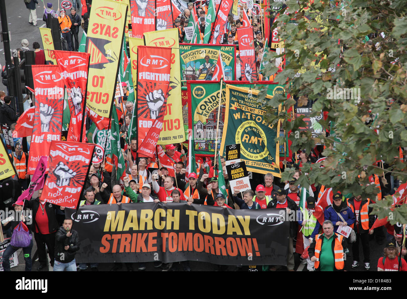 The march moves along the Embankment, 10s of thousands turned out to ...