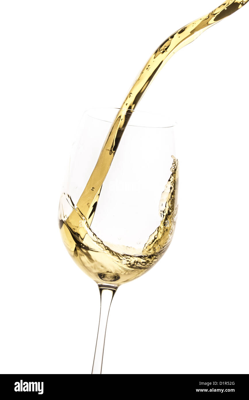 white wine splash isolated on white Stock Photo - Alamy