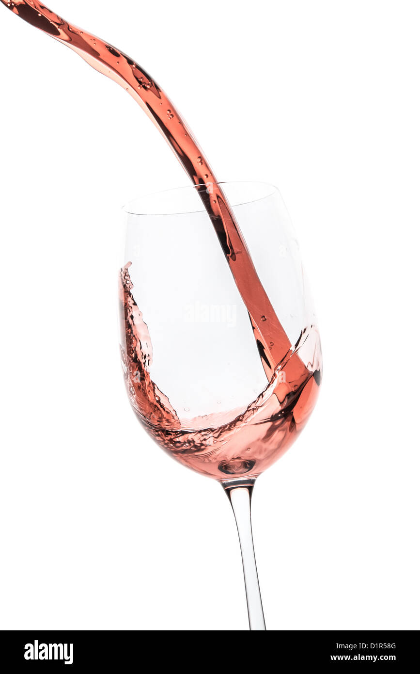rose wine splashing on white background Stock Photo - Alamy