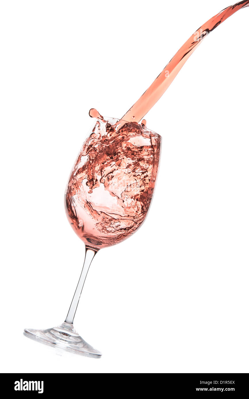 rose wine splashing on white background Stock Photo - Alamy