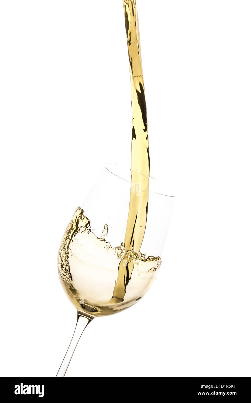 white wine splash isolated on white Stock Photo - Alamy