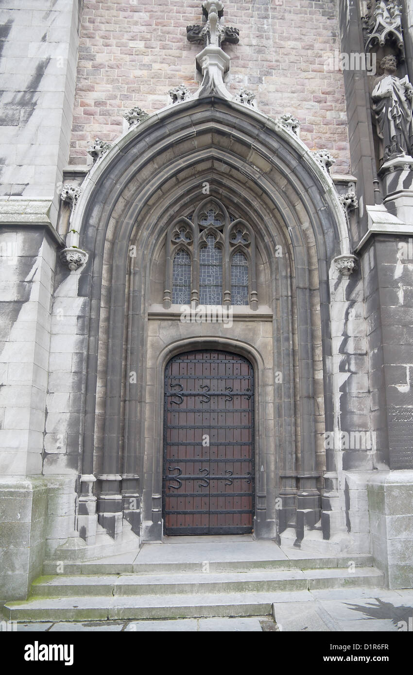 Left entrance of the Church of Saint Peter and Saint Paul. Ostend ...