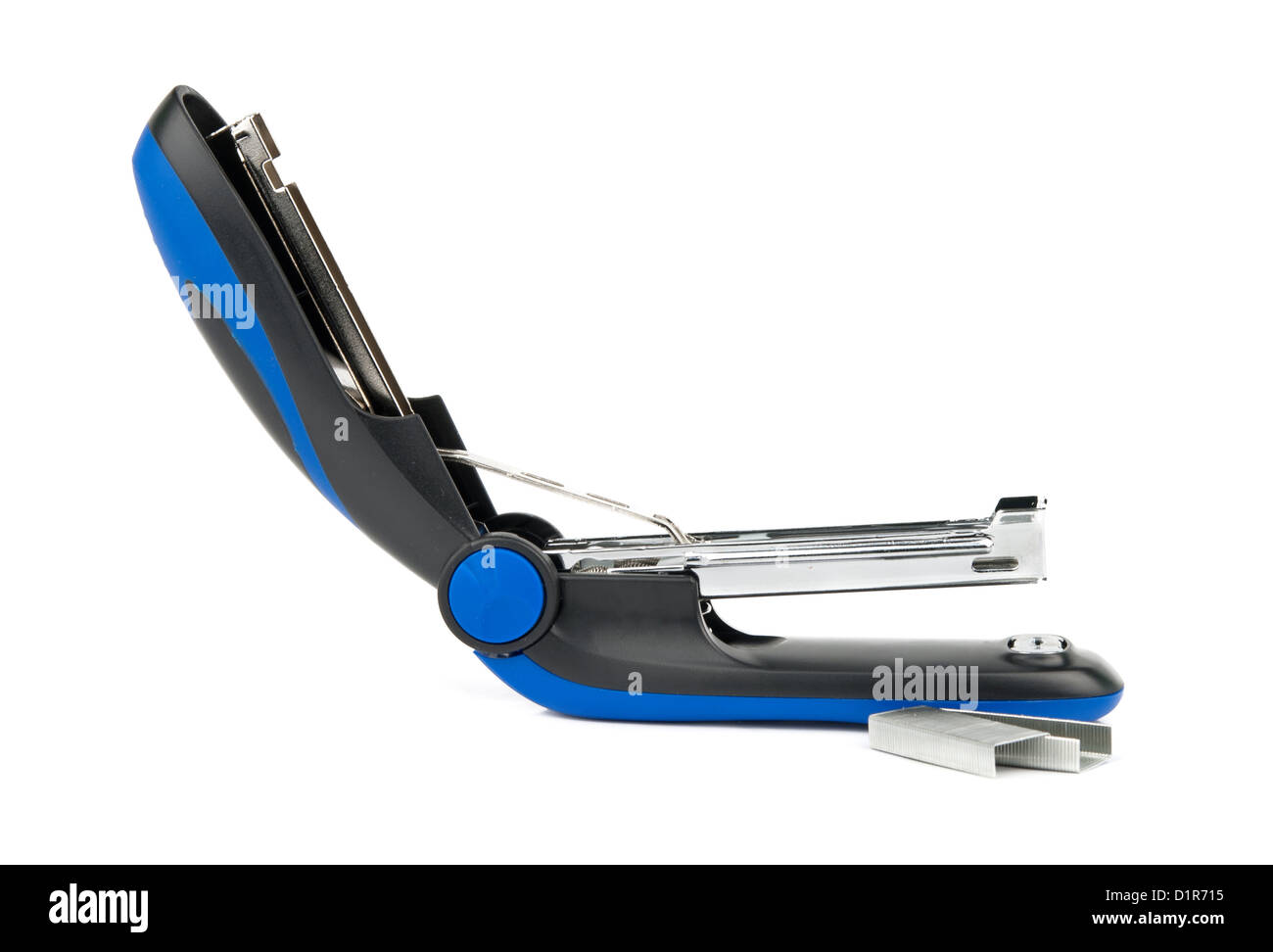 blue stapler with staples on white background Stock Photo - Alamy
