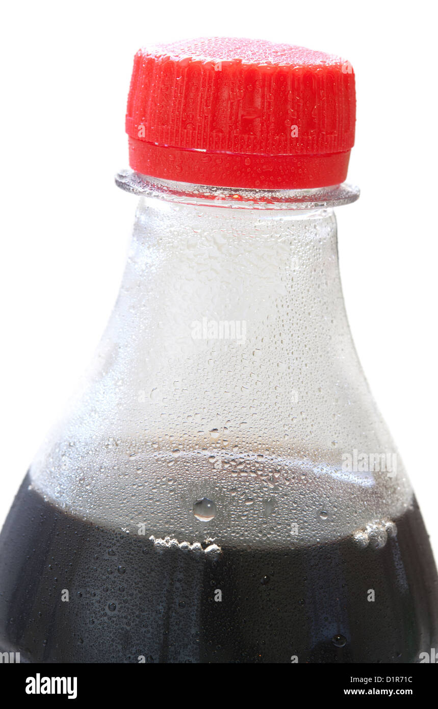 bottle with cola on white background, with no labels. Isolated on white ...