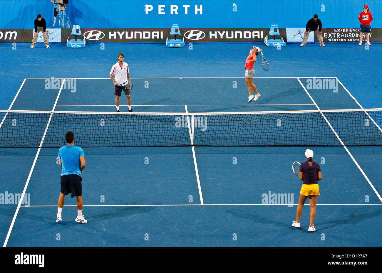 03.01.2013 Perth, Australia. Schiavone and Seppi versus Barty and Tomic ...