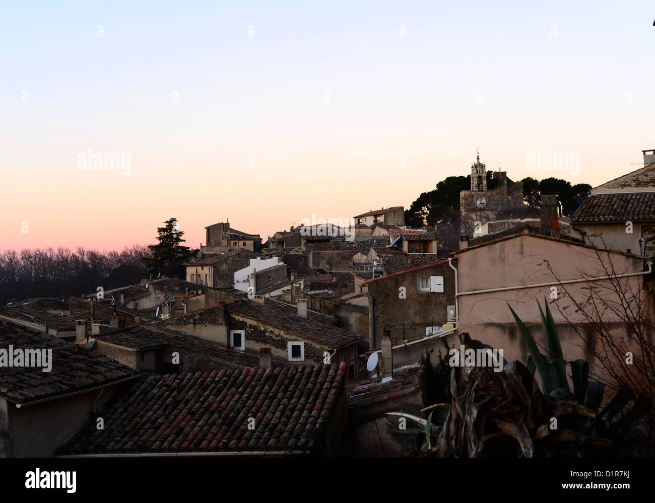 Provence village in the early morning sunrise Stock Photo - Alamy