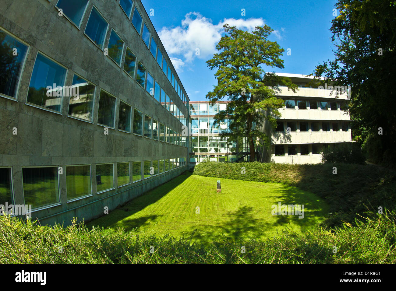 Arne Jacobsen designed Town Hall (Rådhus) in Holte, Denmark Stock Photo ...