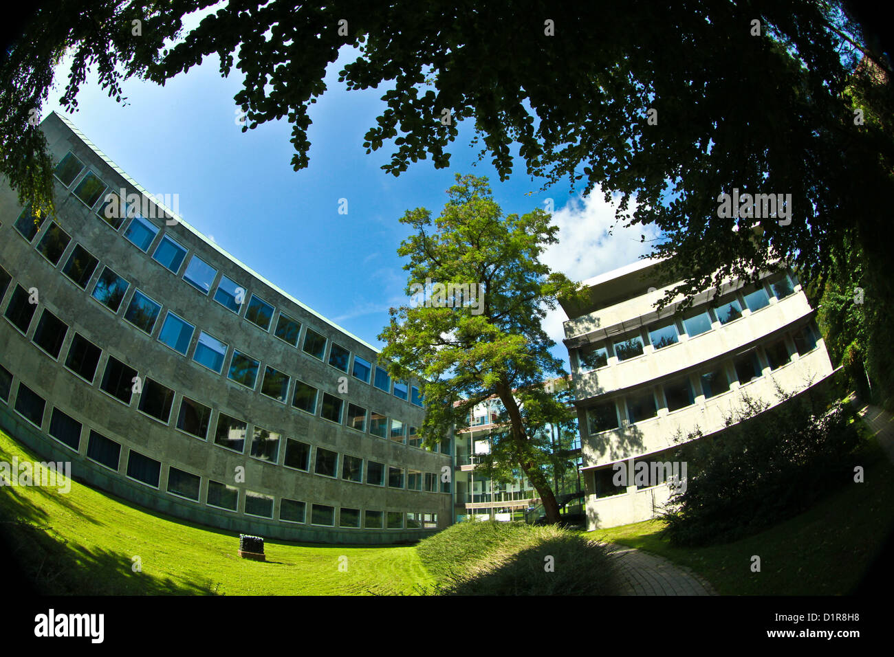 Arne Jacobsen designed Town Hall (Rådhus) in Holte, Denmark Stock Photo ...