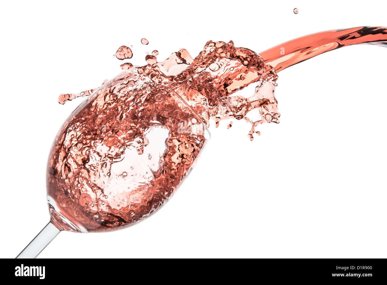 rose wine splashing on white background Stock Photo - Alamy