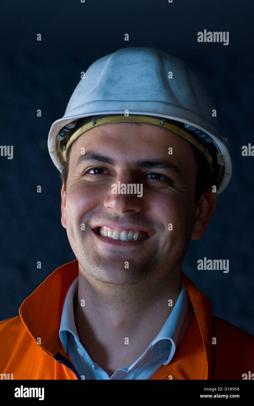 Happy miner portrait stock photo Stock Photo - Alamy