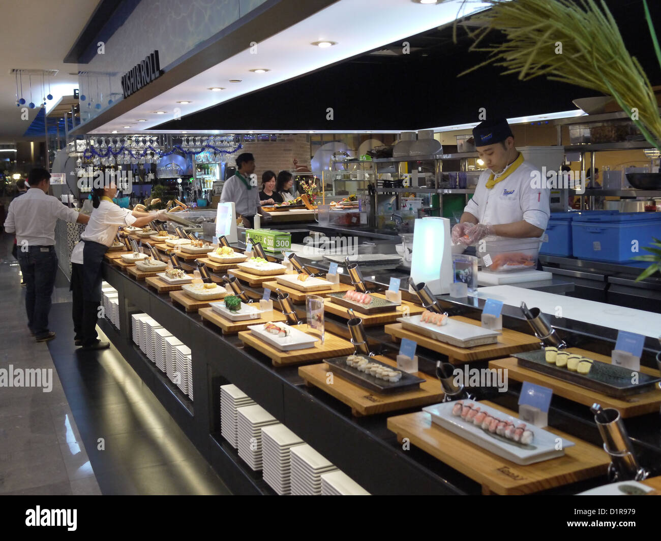 Japanese Sushi buffet restaurant Stock Photo - Alamy