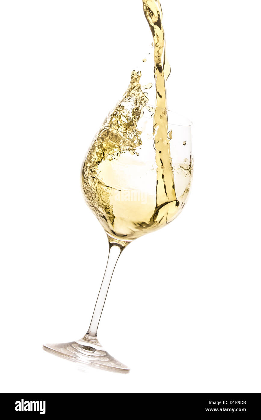 white wine splash isolated on white Stock Photo - Alamy