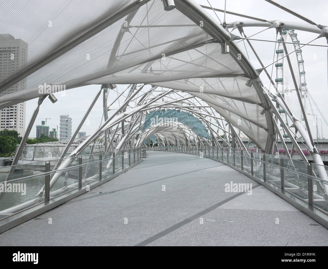 spiral steel mesh design bridge Stock Photo - Alamy