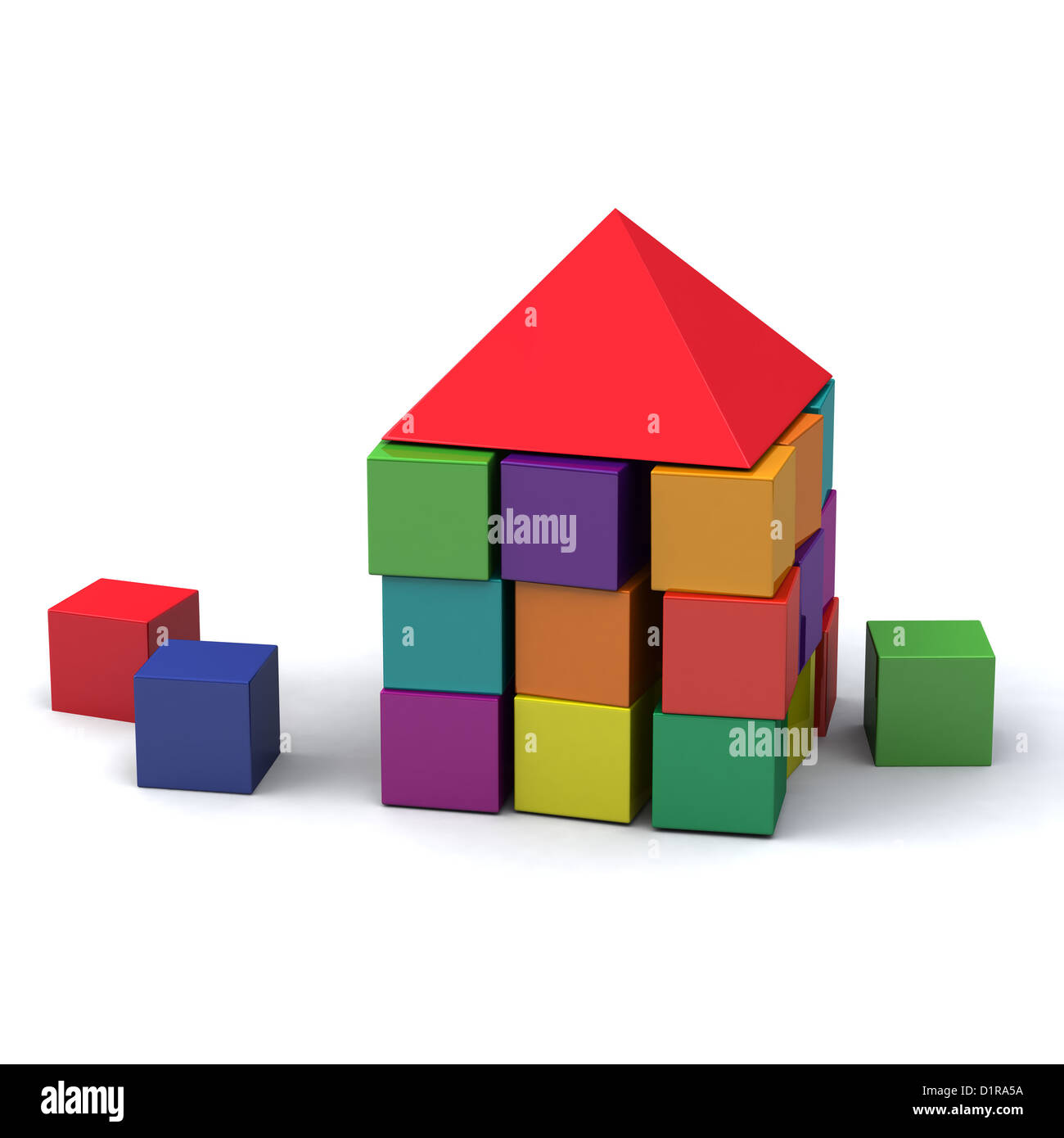 Red house made building blocks Cut Out Stock Images & Pictures - Alamy